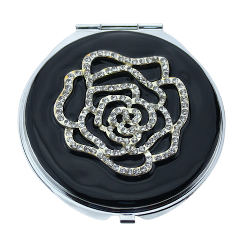China Supplier of Crystal Rose Purse Compact Mirror