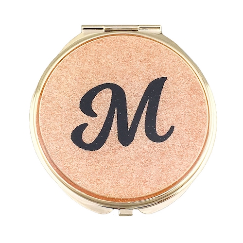 China Supplier of Letter M Gold Glitter Compact Mirror