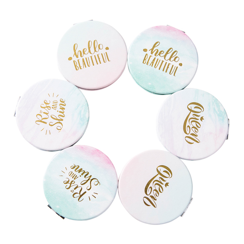 China Supplier of Gold Foil Print Rainbow Compact Mirror