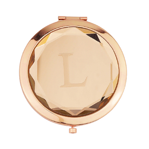 China Supplier of Engraved Letter L Gold Compact Mirror