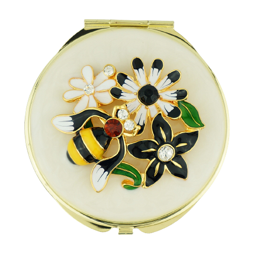 China Supplier of Bee Happy Enamel Compact Mirror